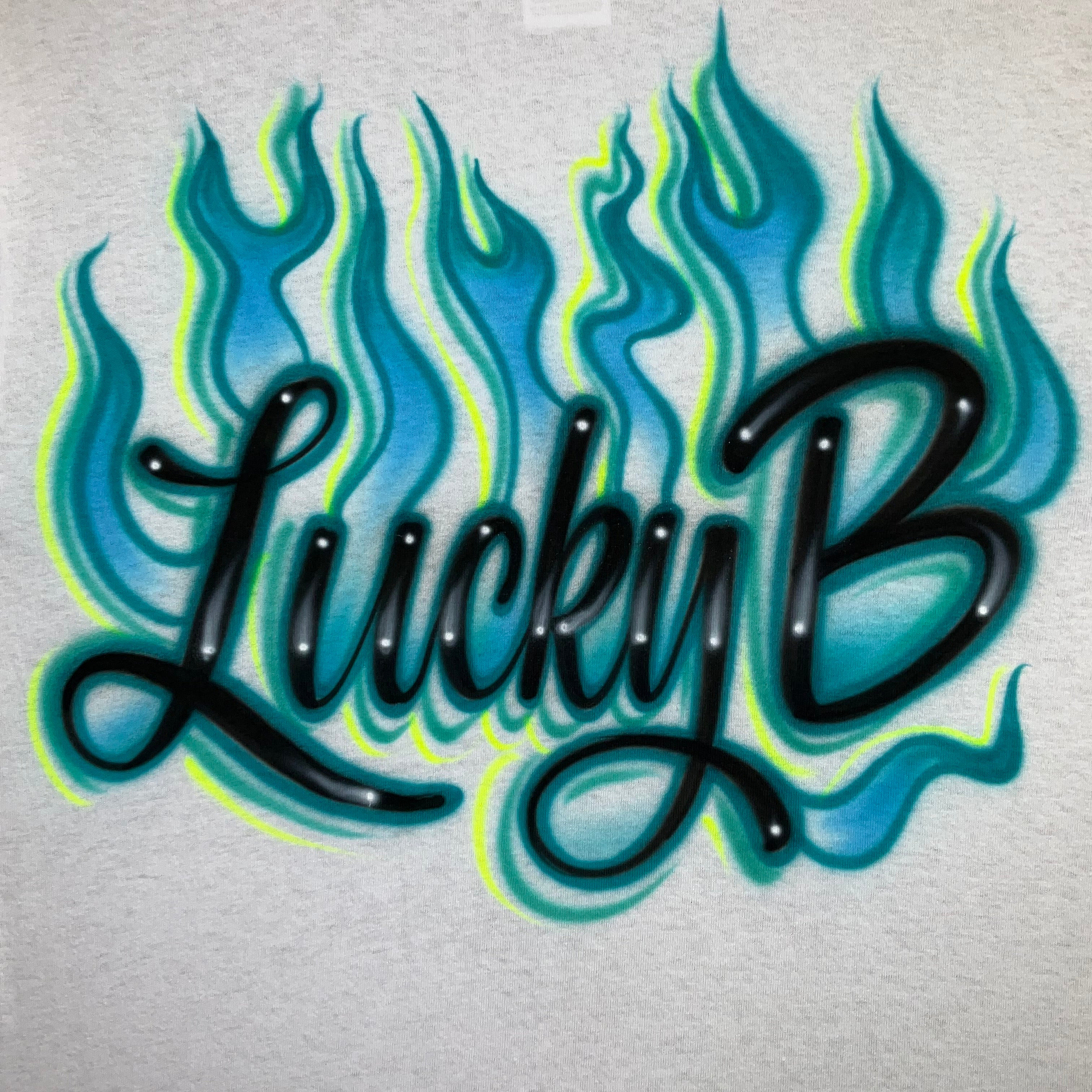 Flames with script letters airbrushed t-shirt – Fresh Air Shirts